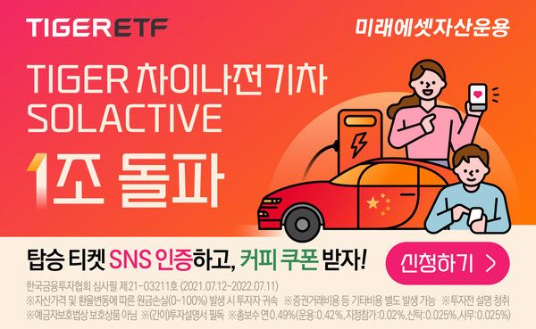 미래에셋 ‘TIGER 차이나전기차 SOLACTIVE ETF’ 순자산 1조원 돌파 기념 이벤트